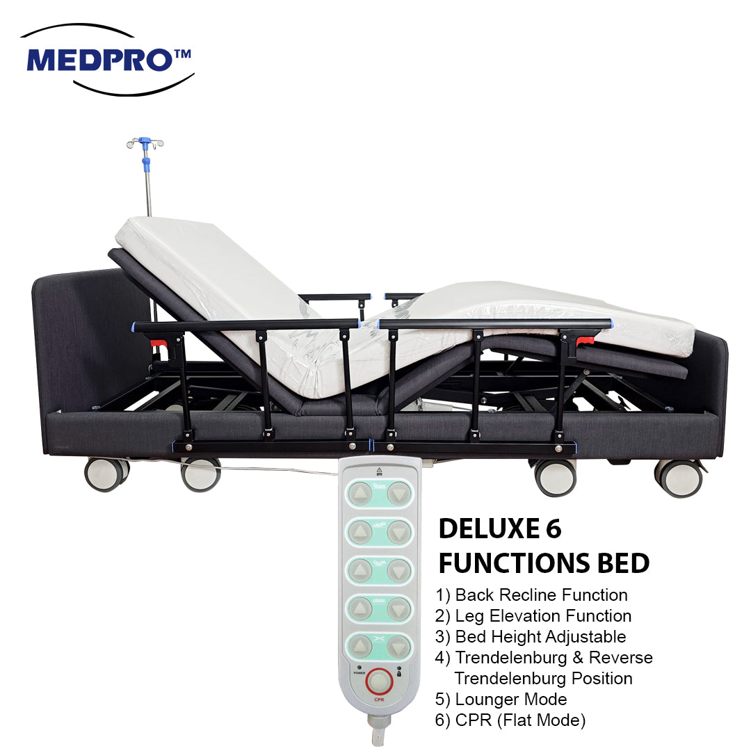 MEDPRO™ Deluxe 6 Functions Hospital / Home Bed with 4 Side Rails ...