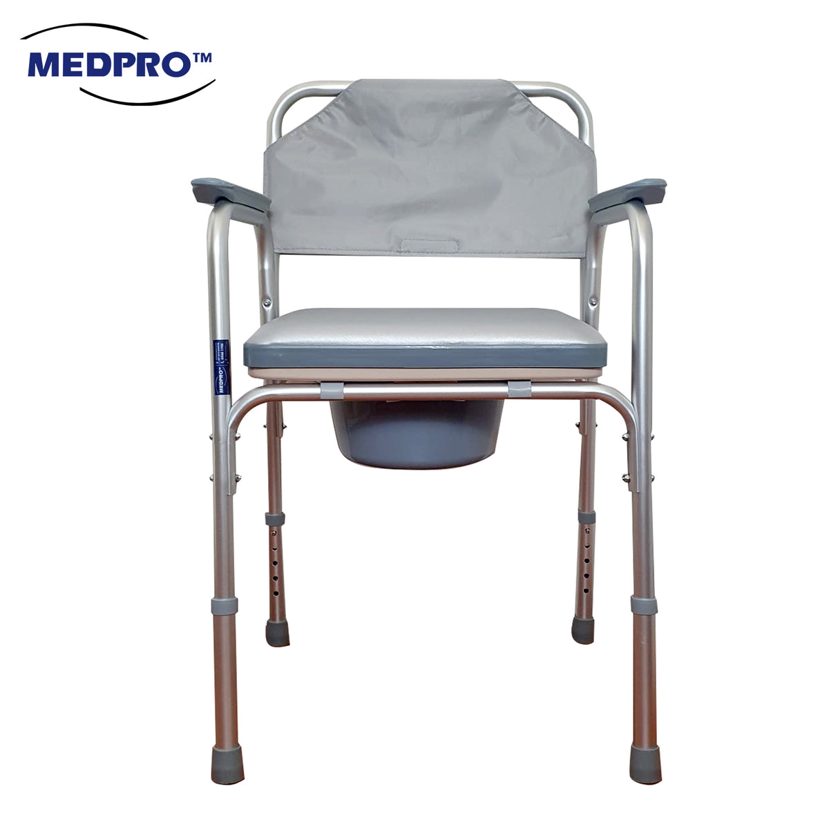 MEDPRO™ Silver Aluminium Stationary Toilet Commode Chair With PVC Seat ...