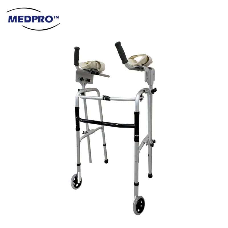 Foldable Walking Frame with Platform Crutch and 3" Front Wheels ...